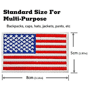 2PCS Premium Iron On USA US American Flag Tactical Patches with Iron On Backing for Backpacks Caps Hats Jackets Pants (3-White), 8cm (3.14 inch) x 5cm (1.97 inch) Standard Size