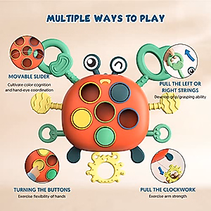 Baby Montessori Toys for 1 Year Old Boy, Toddler Travel Sensory Babies Education Silicone Pull String Activity Toys 6-12 Months, Fine Motor Skills Toys Birthday Gifts for 1 2 One Year Old Boy Girl