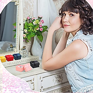 72 Pcs Ring Gift Box 1.6 x 1.6 x 1.1 Inches Hard Cardboard Jewelry Boxes with Ribbon Bow Small Ring Box Gift Cases for Earring Packaging Necklace Bangle Bracelets Weddings Birthdays, 6 Colors