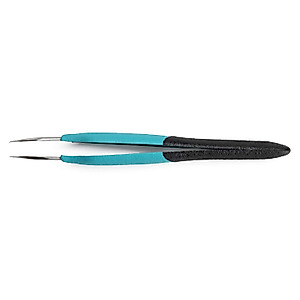 Erem E7SA Stainless Steel Curved Micro Point Anti Magnetic Ergonomic Tweezer, 5" Overall Length, 5" Length, with Curved Micro Point