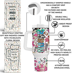 Fancyfams Nurse Tumbler, 40 oz Stainless Steel Travel Mug – Nurse Gifts for Women - Nurse Gifts, Gifts for Nurses, RN Gifts for Nurses, Nurse Cup, Nurse Life Cup (Nurse Life Set)