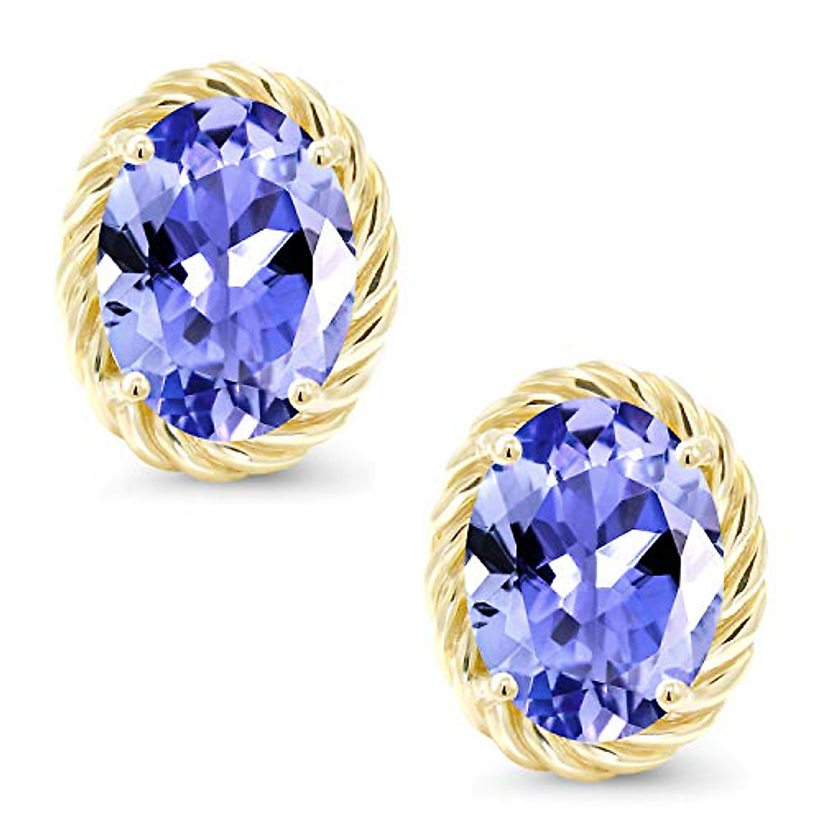 Gem Stone King 14K Yellow Gold 8X6MM Oval Gemstone Birthstone Earrings | Yellow Gold Earrings for Women