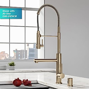 KRAUS Artec Pro (1 st Gen) 2-Function Commercial Style Pre-Rinse Kitchen Faucet (No Pull Down) with Pot Filler in Spot Free Antique Champagne Bronze with Soap Dispenser, KPF-1603SFACB-KSD53SFACB