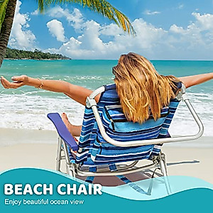 LEMBERI Backpack Beach Chairs for Adults,1/2 Pack Folding Heavy Duty Camping Chair with Large Pockets and Cup Holder,Adjustable high Beach Lounge Chairs with Towel Rack for Outdoor,Travel (1, Blue)