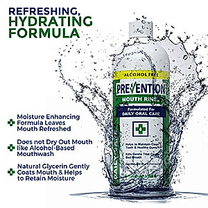 Prevention Daily Care Mouthwash - Gentle Hydrogen Peroxide Mouthwash Alcohol Free | 16 Oz. Soothing Mint Mouth Wash Liquid for Daily Oral Care, Bad Breath, and Teeth Whitening by PHS Brands