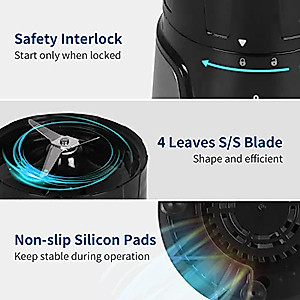 La Reveuse Personal Size Smoothies Blender 300 Watts with 24 oz BPA-Free Portable Travel Sports Bottle (Grey)