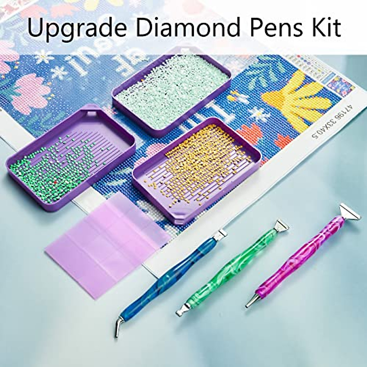 AOEUSLL 5d Diamond Painting Pen with Diamond Painting Trays, Diamond Painting Accessories, Diamond Pen, Diamond Art Pens, Diamond Art Accessories and Tools (24pcs)