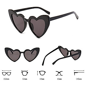 YooThink 7 Pack Love Heart Shaped Sunglasses Bachelorette Party Sunglasses Bridesmaid Bride Heart Sunglasses (White&Black)