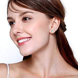 DwearBeauty 6 Pairs Gold Plated Cubic Zirconia Earrings Pack，Round Cut and Princess Cut Earrings for Men and Women