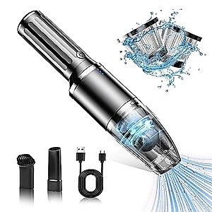 Portable Handheld Car Vacuum Cleaner 120W Power Cordless Suction Wet Dry Vacuum Cleaner for Car Detailing Travel RV Camper for Home and Car (Black)
