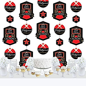 Big Dot of Happiness Red Carpet Hollywood - Movie Night Party DIY Dangler Backdrop - Hanging Vertical Decorations - 30 Pieces