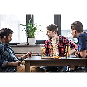 WE Games Wooden Block Stacking Party Game for Adults, Tumble Tower Wedding Guest Book Alternative, Tabletop Games, Includes Storage Case, 12 inches