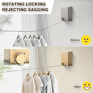 Retractable Clothesline, Retractable Clothesline Indoor, Stainless Steel Travel Clothesline, Not Sagging, Suitable for Balconies, Courtyards, Laundry Rooms, RVs, Yachts, etc