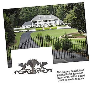 Garneck 1 Pair wooden door wrought iron decorate door hardware door handles black The fence heavy Garage cabinet hinges set iron door handle black cast iron flower plate earth tones