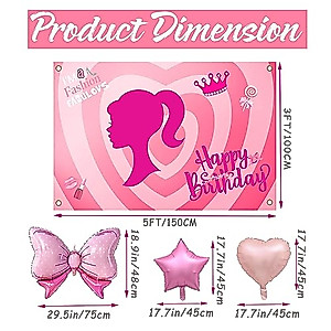 Pink Birthday Party Supplies Set For Pink Girl Including 1 Happy Birthday Backdrop 15 Pink Balloons Glamour Girl Lady Party Decorations Pink Girl Birthday Party Photo Prop Pink Party Decor For Girls