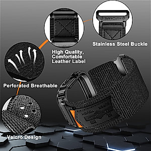 SUPLINK Stainless Steel Case and Nylon Bands Compatible with Apple Ultra 1/2 Watch Band 49mm for Men,Rugged Metal Cover Bumper Sport Strap for iWatch Series Ultra 2/Ultra 1 SE 9 8 7 6 5 4 3 2 1 Black