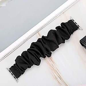 JIELIELE Compatible with Scrunchie Apple Watch Band 38mm 40mm 41mm 42mm 44mm 45mm for Women,Cute Wristbands Straps Elastic Scrunchy Band for iWatch Series 8 7 6 5 4 3 2 1 Ultra SE (S-38/40 SET-BG)