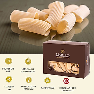 Marulo, Rigatoni, Italian Pasta Bronze Die Cut Artisan, Italian Pasta, Only 2 Ingredients,100% Durum Semolina. Imported Italian Pasta (1.1 Pound). Pasta from Campania.