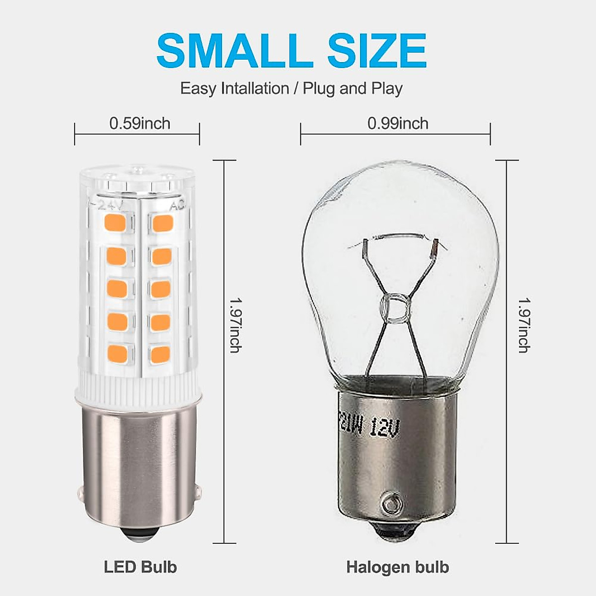 HRYSPN 4PCS BA15S LED bulb p21w 12V 24V, 1141 LED Bulb Bayonet Single Contact Base for RV Camper Trailer Boat Trunk Interior Lights, Warm White 3000K