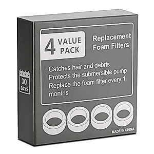 iPettie Water Fountain Sponge, or Foam Filters for iPettie Stainless Steel Cat Drinking Fountain, IP-670-S4, 4 Packs