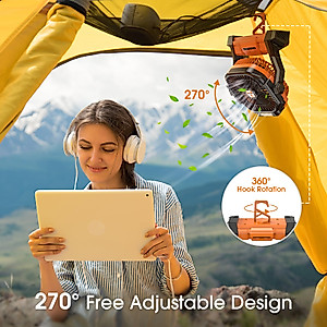 Portable Fan Rechargeable, Cordless Battery Powered Fan with LED Lantern, Small Table Fan, USB Battery Operated Fans for Travel Bedroom Home Camping Tent Office Beach Desk Picnic Barbecue Fishing