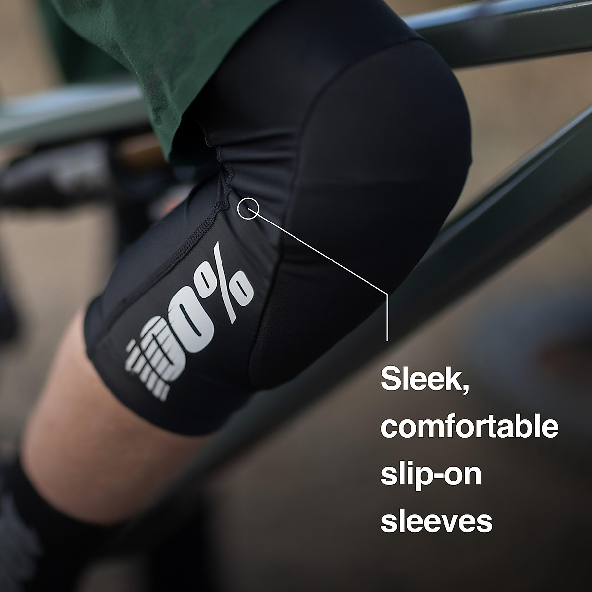 100% Teratec Mountain Biking Knee Pad - MTB & BMX Protection - Ultralight Nylon Slip On Sleeve with Built in Padding