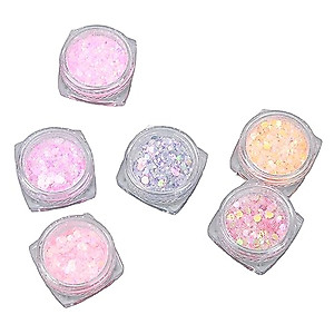 6Pcs Nail Glitter Powder Set, Luminous Decorative Sequins Art Enhancements Nail Art Accessories for DIY Manicure