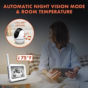 REXING BM1 Baby Monitor w/Recording Capabilities 4.5” IPS Display, 720p Video/Audio, Two-Way Talking, Microphone/Speaker, 1000ft Range, Night Vision,Thermal Monitor, Cry/Sound Detection,Lullaby Music