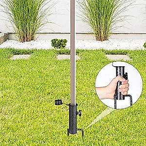 Hotop Patio Umbrella Steel Stand Beach Umbrella Metal Ground Grass Screw Holder Stands with 2 Forks, Safe for Use (3 Pieces)