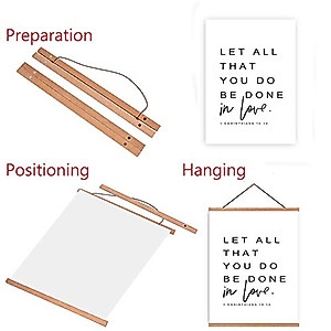 HPNIUB Natural Wood Magnetic Hanger Frame & Canvas Poster-Bible Verse Canvas Wall Art Print Inspirational Typography Positive Art Painting 28X45cm Frames Hanging Kit