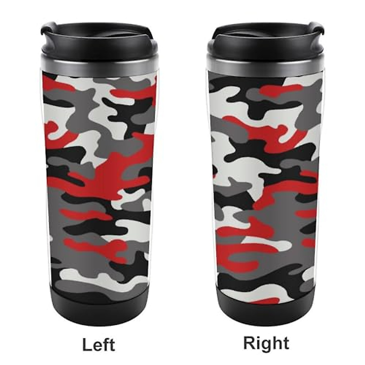 OXJOIIS Modern Insulated Tumbler Coffee Mug with Flip Stainless Steel Water Bottle Iced Coffee Travel Mug Cup (Military Red Camo Army Camouflage)
