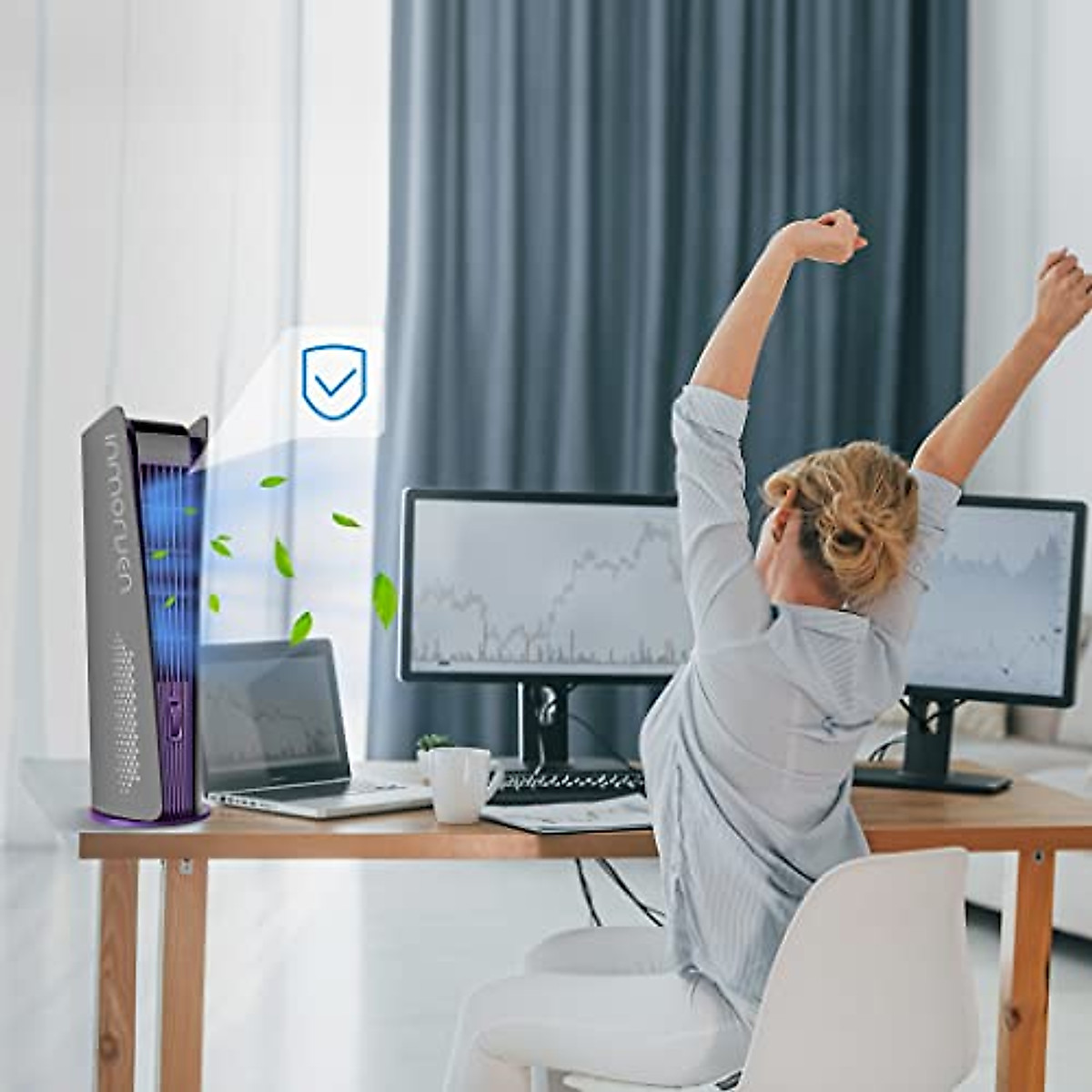 SISMEL Bladeless Tower Fan for Home, 10000mAh Battery Operated Portable Fan with 3 Speeds, Timer, Night Light, LED Display, 16" Small Quiet Oscillating Desk Fan for Bedroom, Office, Camping (Grey)