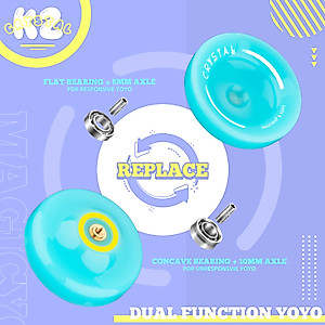 MAGICYOYO Responsive Yoyo for Beginners K2, Dual Purpose Yoyo for Kids with Replacement Unresponsive Bearing for Intermediate + Bearing Remover + Yoyo Case Bag + 12 Yoyo Strings (Blue)