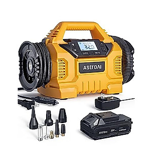 AstroAI Cordless Tire Inflator Portable Air Compressor for Car Tire Pump 160PSI with HD Screen, 3 Power Sources & Dual Powerful Motors, Heavy Duty Air Pump Inflation/Deflation father day gifts