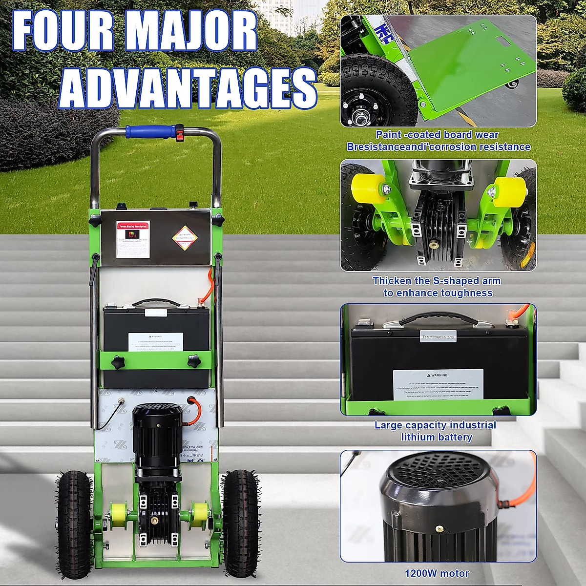 RXFSP Powered Stair Climbing Hand Trucks Dolly Cart for Moving, 880lbs max Load Capacity Stair Climbing Dolly, 1200W Heavy-Duty Trolley Cart for Family Logistics Warehouse