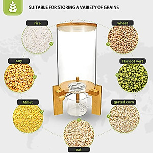 Csyidio 8.8L Rice Dispenser with Stand and Measuring Cup, Glass Rice Dispenser Cereal Dry Food Storge Container for Kitchen Pantry Organization