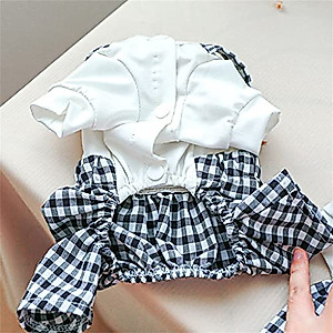 HOUKAI Dress Dog Clothes Print Plaid Skirt Pet Spring Summer T-Shirt (Color : D, Size : Scode)