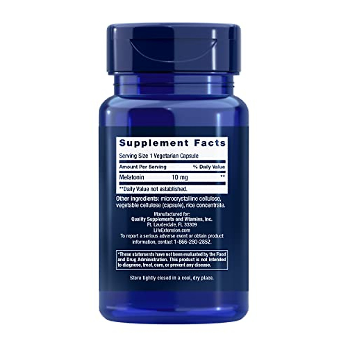 Life Extension Melatonin 10mg - for Restful Sleep, Immune Health and Hormone Balance - Supplement melatonin - 60 Vegetarian Capsules