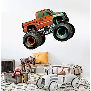 Monster Truck Wall Stickers, Truck Wall Decals for Boy’s Bedroom, Gift for Kids, Car Décor for Baby Boys Kids Bedroom Nursery or Man Cave