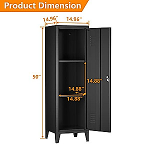 LISSIMO Metal Storage Cabinet with Lockable Doors and Shelves, Home Office Storage Lockers File Cabinet Organizer for Employees, Kids,Adults(Black)