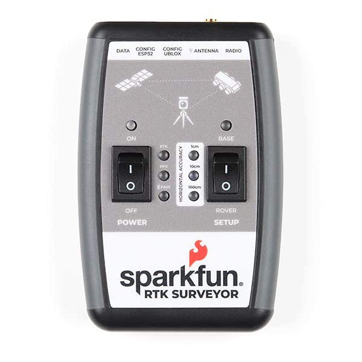 SparkFun RTK Surveying Kit GNSS Receiver: ZED-F9P Transceiver: ESP32 WROOM GNSS L1/L2 Multi-Band Antenna - TOP106 USB A to C Cable and Wall Charger