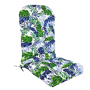 HPNSOTDR 1 Pack Fashions Outdoor 47 x 19 inch High Back Chair Cushion,Outdoor Chair Seat Cushion with Ties,Blue-Green Leaves