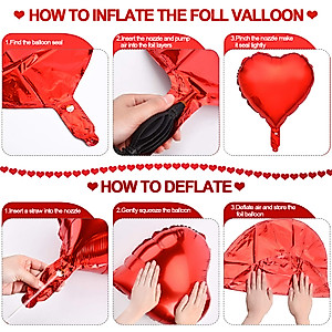 24 Pieces 18 Inch Heart Shaped Foil Balloons Valentines Love Balloons for Happy Birthday Wedding Anniversary Bride Shower Party Decorations