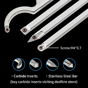 DEEFIINE Carbide Tip Wood Lathe Turning Tool set With Bowl sander, Lathe Roughing and Finishing Hollowing Tool Interchangeable Aluminum Alloy Handle with 4pcs Carbide Blade For Woodturning