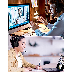 USB Headset with Microphone for PC Laptop, JabNecter 3.5mm Headphones with Microphone Noise Canceling & Volume Control, Computer Headset with Mute&Sidetone for VoIP Skype MS Teams Online Conference