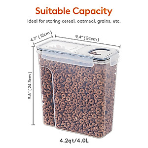 Lifewit 4L(135oz) Cereal Containers Storage with Flip-Top Lids, 4pcs Airtight Food Storage Canister Sets with Label Stickers for Kitchen Pantry Counter Organization, Oats, Flour, Sugar, BPA Free