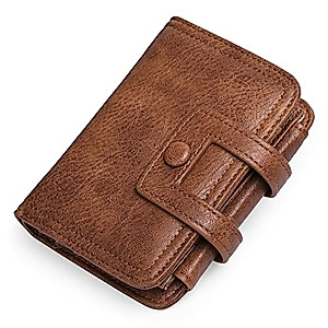 GAEKEAO Leather Credit Card Holder Wallet for Women RFID Blocking Large Capacity Bifold Zipper Card Case Organizer with Wristlet 32 Slots