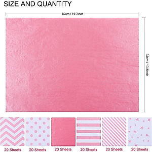 MAMUNU 120 Sheets Light Pink Tissue Paper Set, Metallic Gold Design Gift Wrapping Tissue Paper for Home, Kitchen, Packing, DIY Crafts (20 Sheets Each of 6 Patterns, 50CM X 35CM)