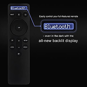 Semote Bluetooth Backlit Display Remote Controller fit for Vizio 2.1 5.1 Home Theater Sound Bar and Vizio Channel Soundbar System, for Vizio M V P Series Home Audio Sound System