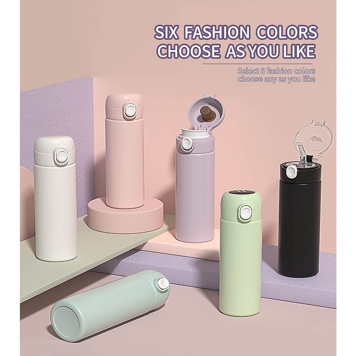 Insulated Travel Cup 8 Oz Stainless Steel Vacuum Travel Cup With Lid, Coffee Cup With Leak-Proof Flap, Splash-Proof, Reusable Thermos For Hiking (black)